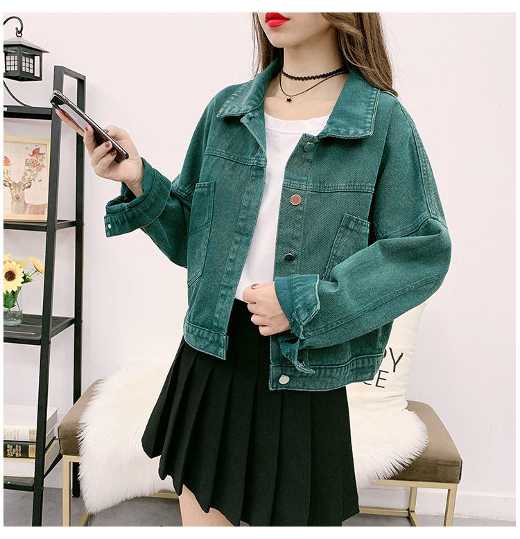 Long Sleeve Cropped Colorful Denim Jacket – Tomscloth
