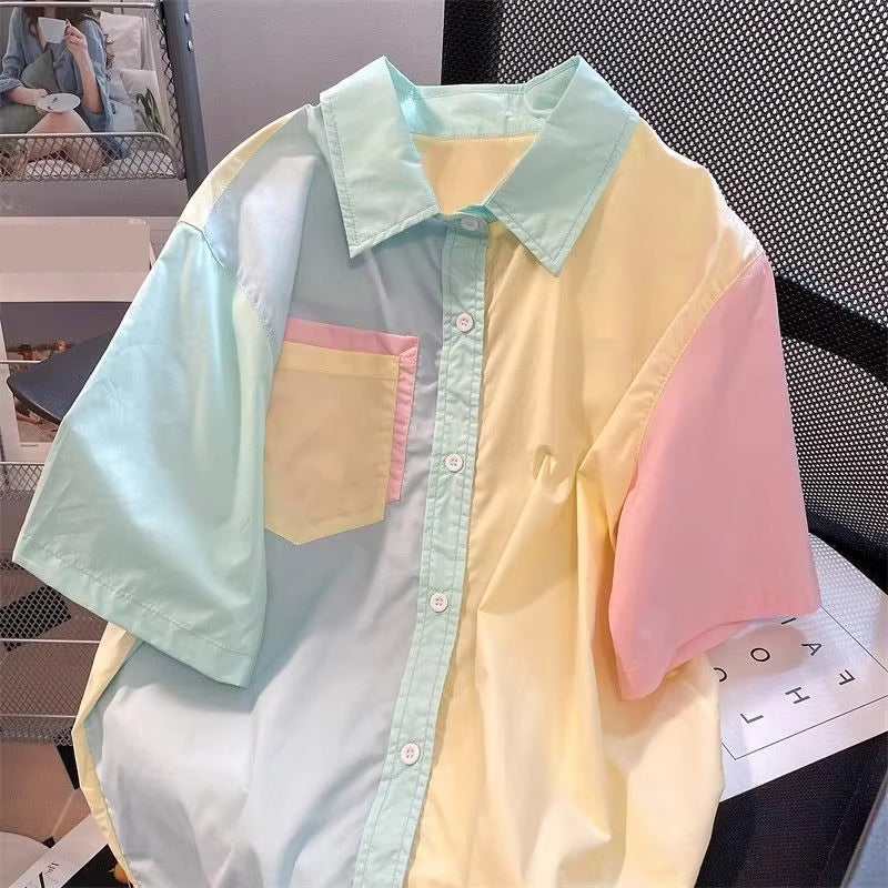 Short Sleeve Cute Pastel Colors Blouse Shirts – Tomscloth