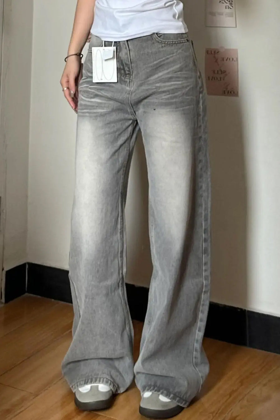 Retro Grey Washed Long Jeans Pants – Tomscloth