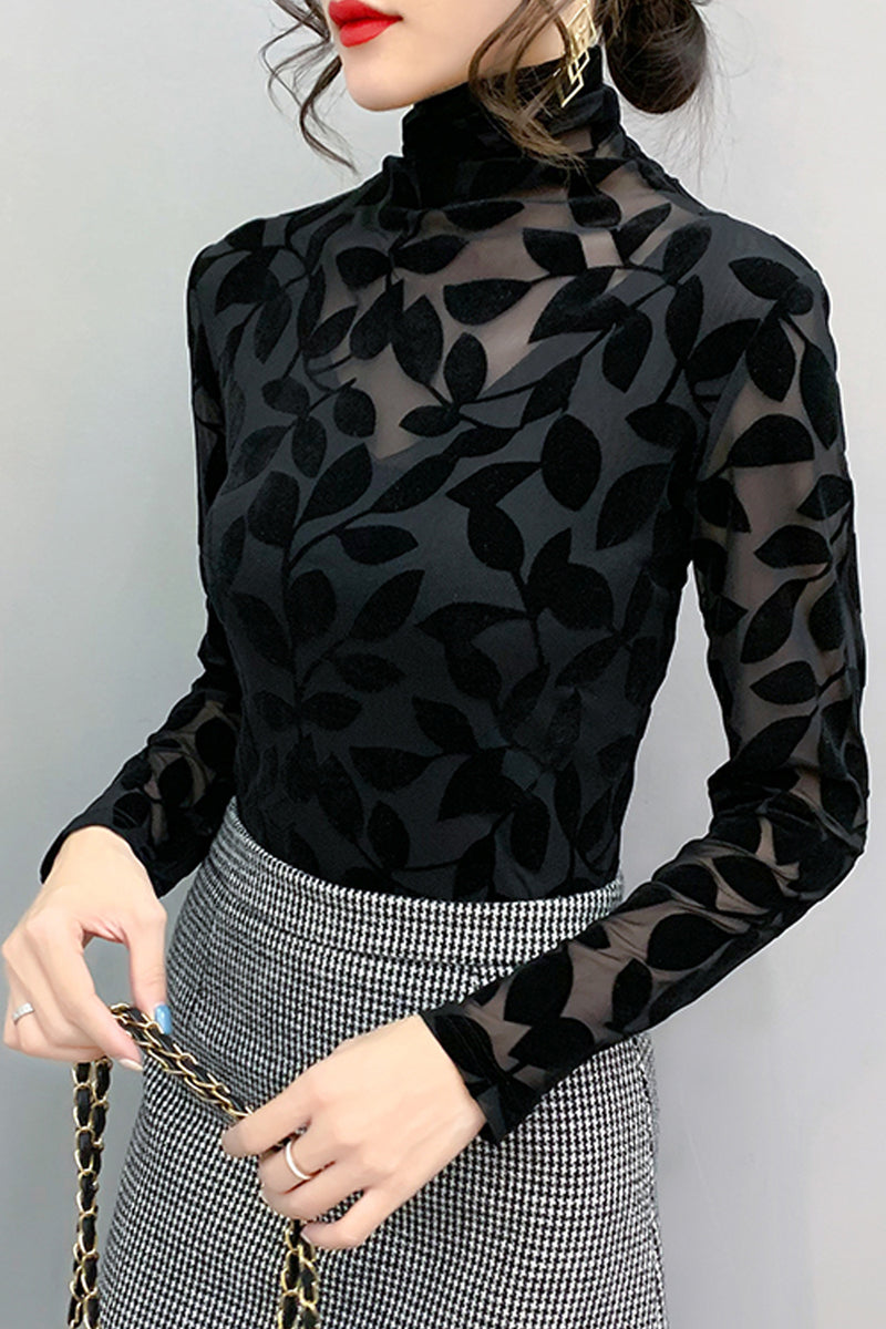 High Neck Leaf Pattern Elegant Shirts – Tomscloth