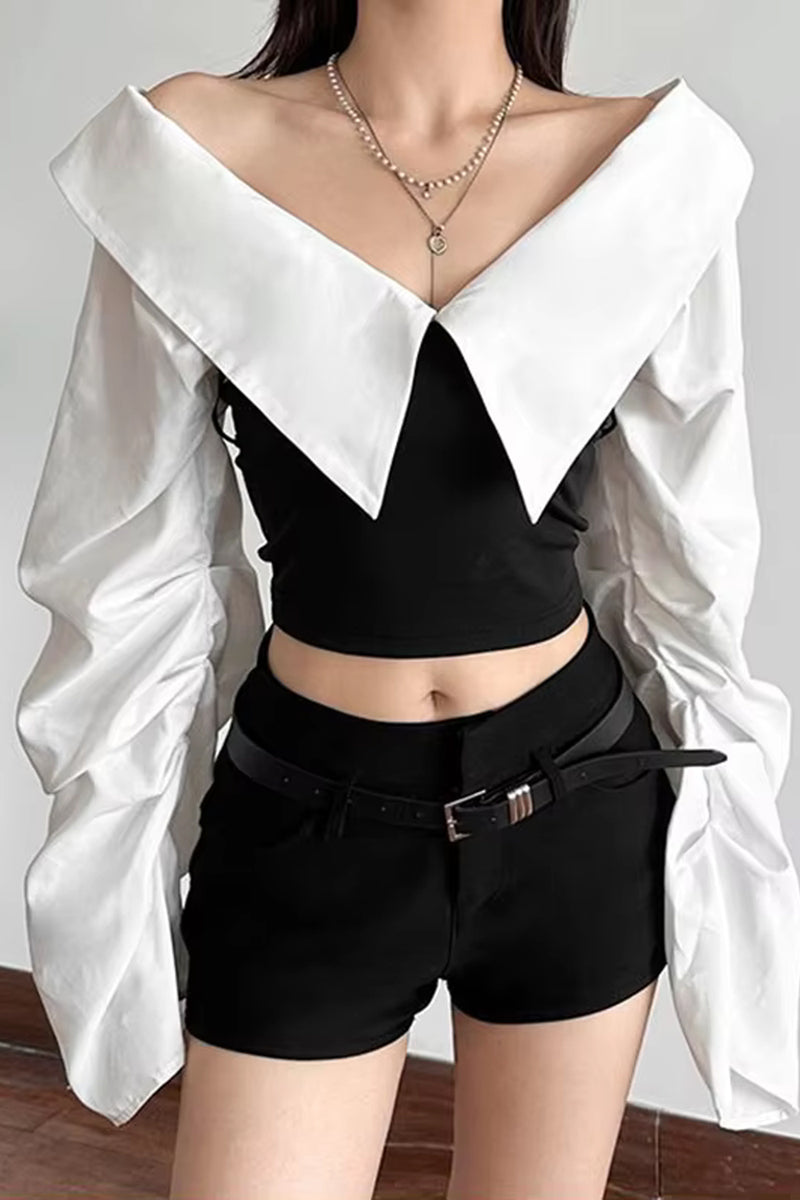 Long Sleeve Sexy Off Shoulder Slash Neck Blouse Shirts – Tomscloth