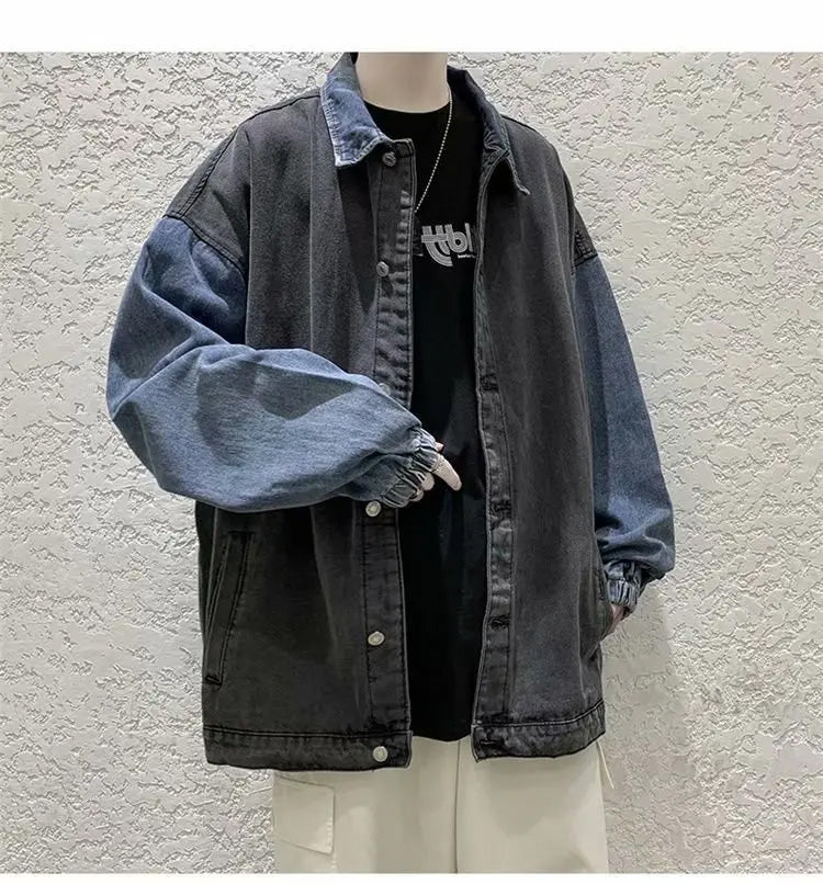 Long Sleeve Casual Denim Combination Men Jacket – Tomscloth