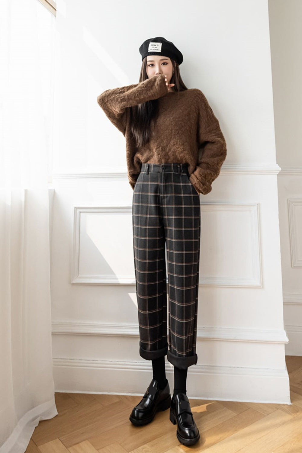 High Waist Elegant Plaid Office Long Pants – Tomscloth