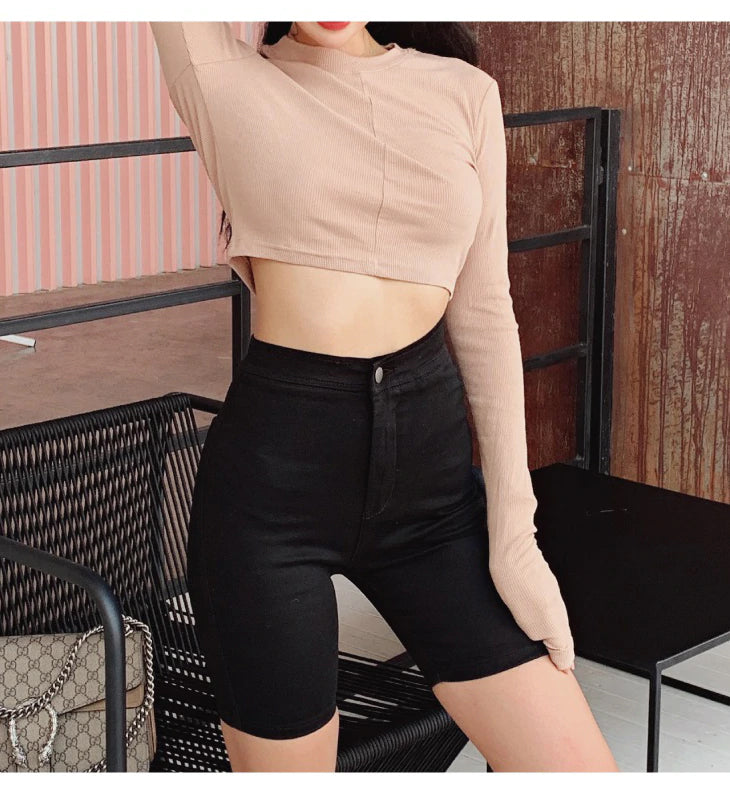 Elastic Waist Thin Denim Shorts Jeans – Tomscloth