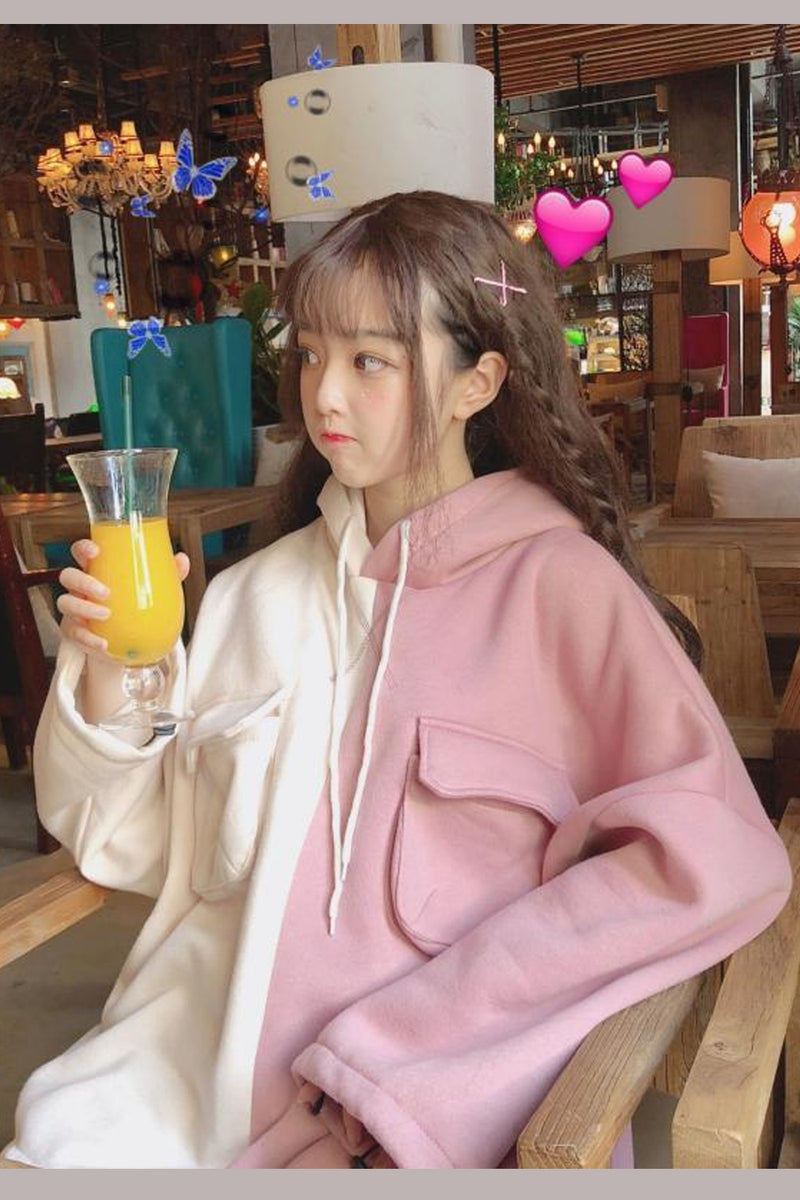 Cute Double Half Colors Hoodie – Tomscloth