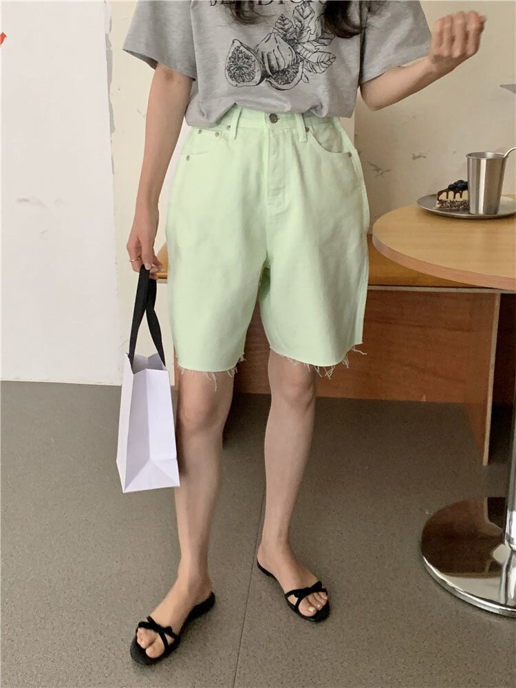 High Waist Wide Leg Pastel Colors Shorts Jeans – Tomscloth