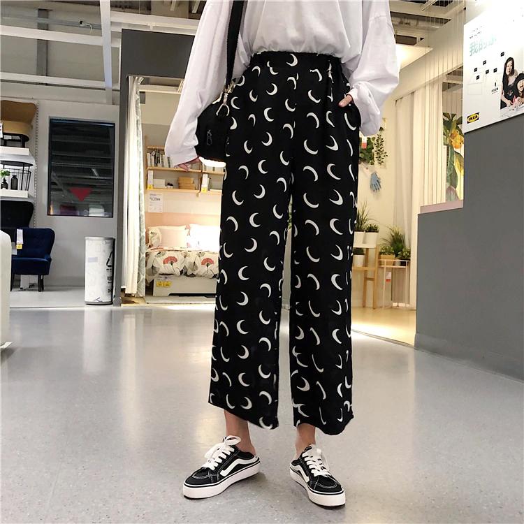 High Waist Moon Printed Wide Leg Pants – Tomscloth