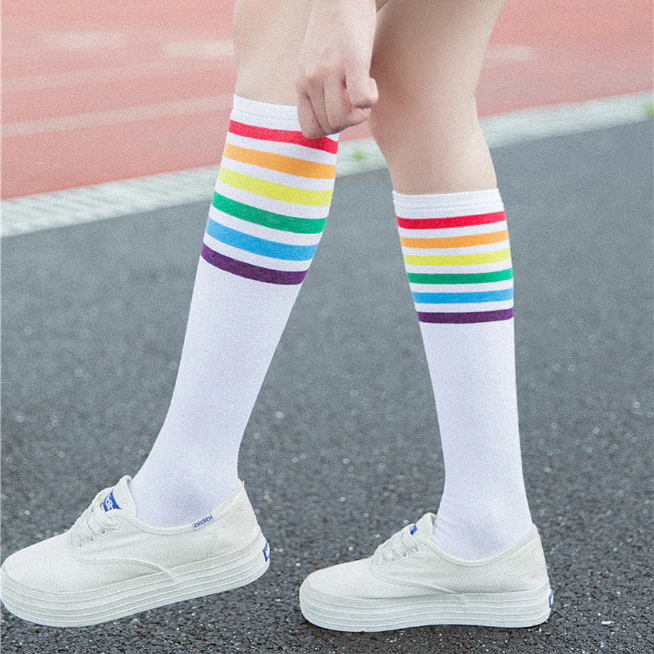 Rainbow Stripes Long Socks – Tomscloth