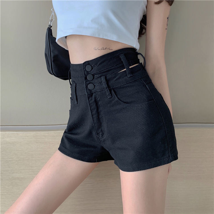 High Waist Extend Button Denim Shorts Jeans – Tomscloth