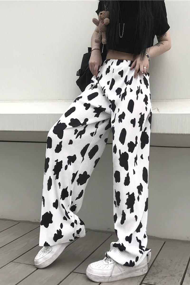 High Waist Milk Cow Pattern Long Pants – Tomscloth