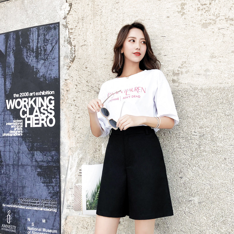 High Waist Wide Legs Basic Short Pants – Tomscloth