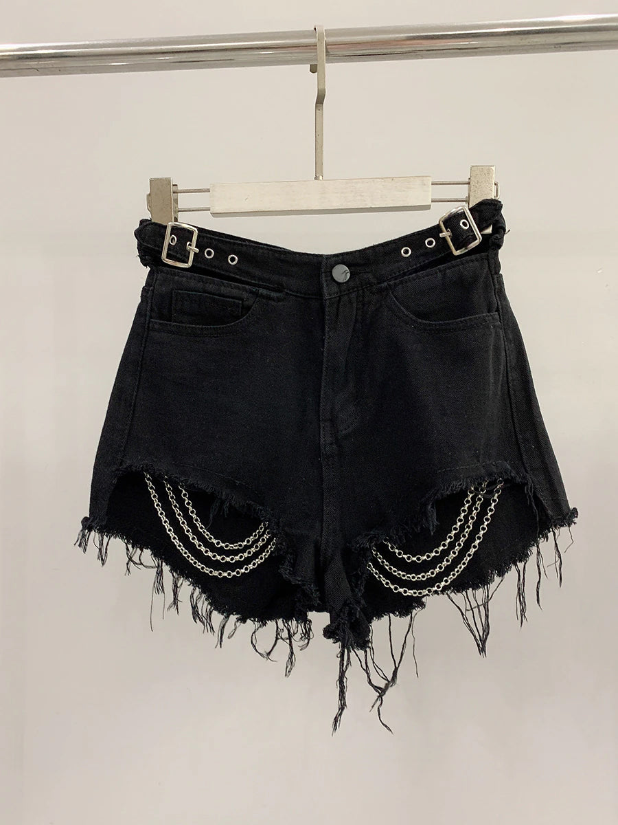 Vintage Wide Leg Metal Chain Shorts Jeans – Tomscloth