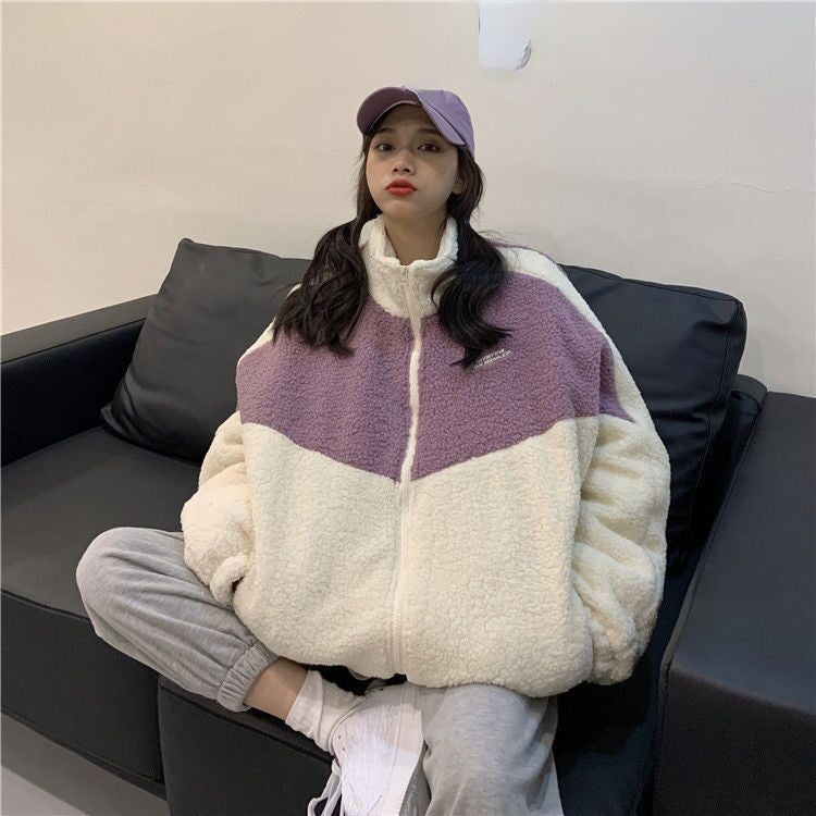 Long Sleeve Zip Up Velvet Color Fleece Jacket – Tomscloth