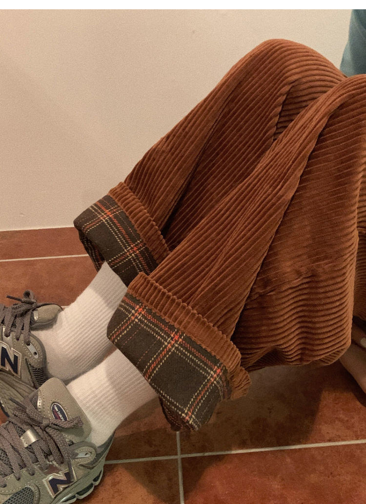 Loose Plaid Back Side Corduroy Pants – Tomscloth