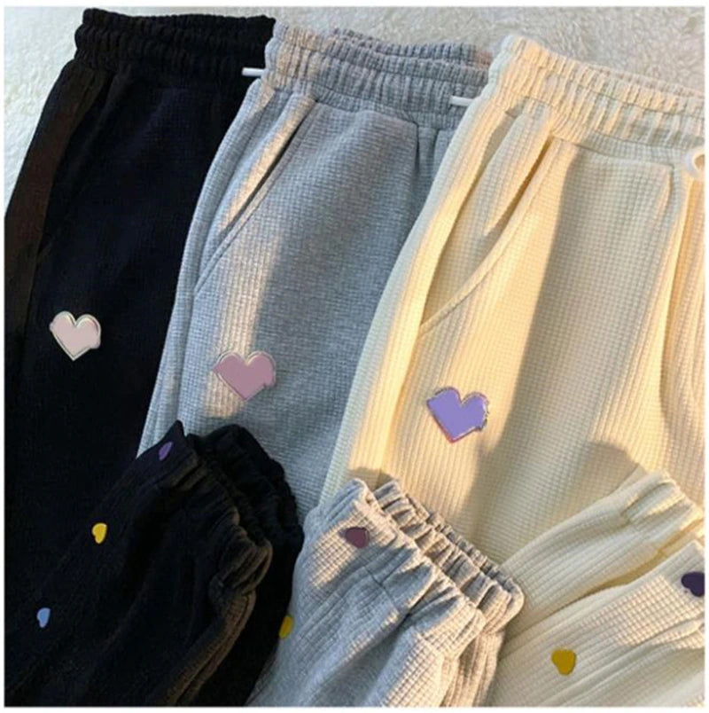 Colorful Heart Side Button Cute Jogging Sweatpants – Tomscloth