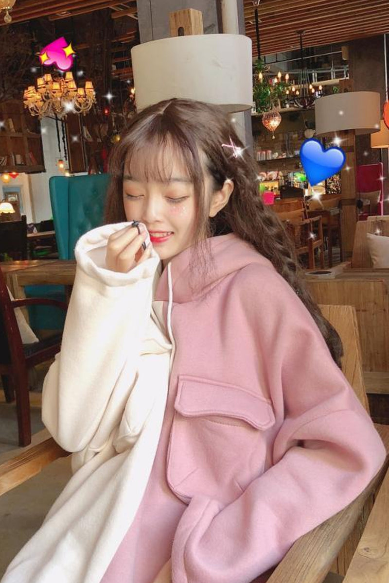 Cute Double Half Colors Hoodie – Tomscloth