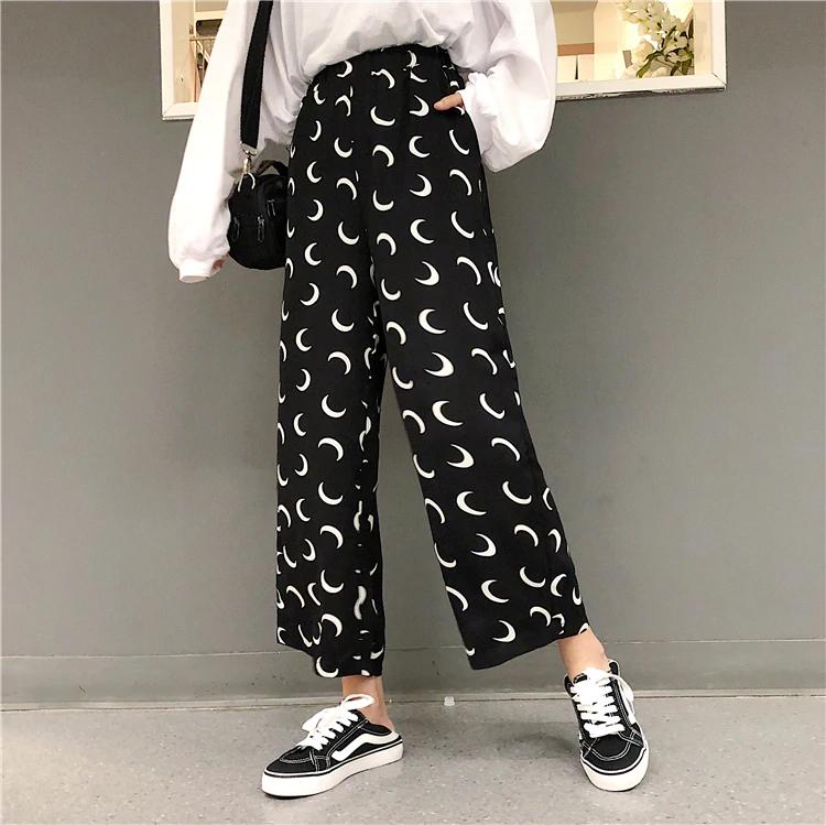 High Waist Moon Printed Wide Leg Pants – Tomscloth