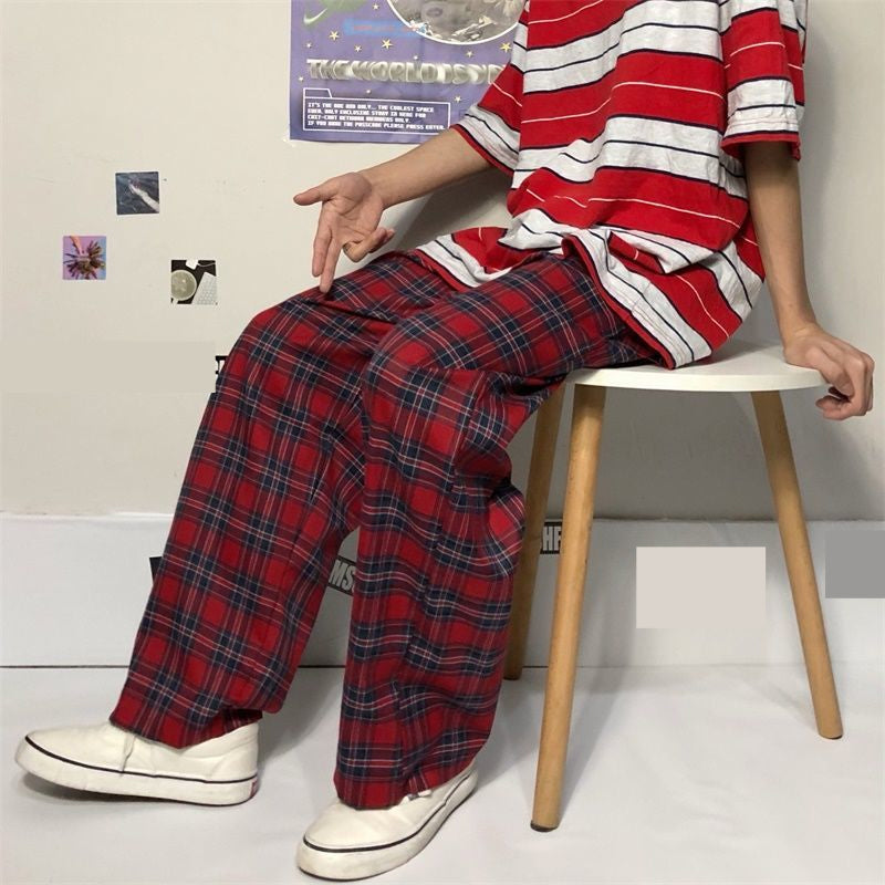 Loose Classic Red Plaid Pants – Tomscloth