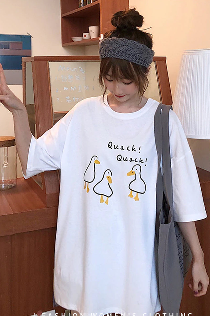 Duck Cartoon Quack Quack Loose Shirt – Tomscloth