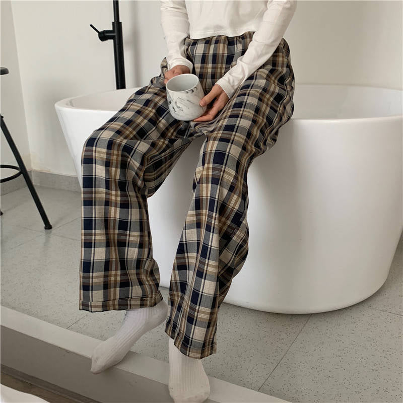 High Waist Wide Leg Plaid Pants – Tomscloth
