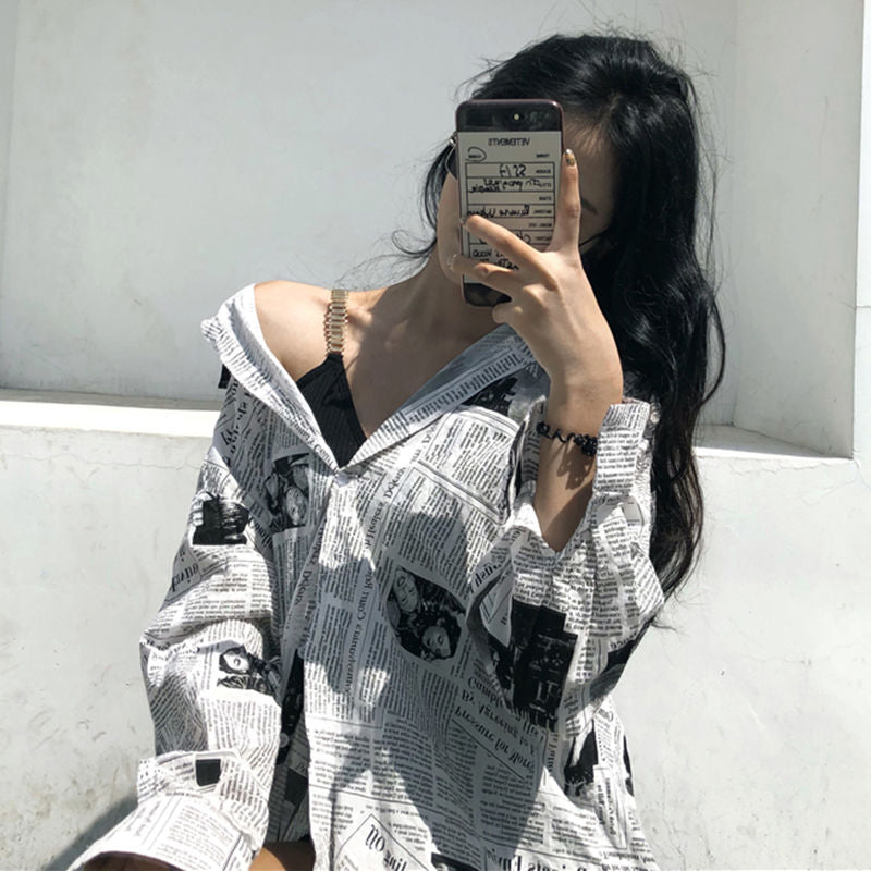 Long Sleeve Newspaper Pattern Shirt – Tomscloth