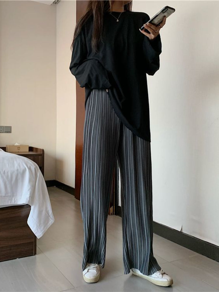 Solid Full Length Pleated Long Pants – Tomscloth