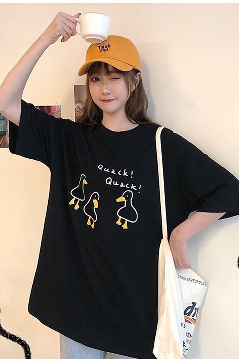 Duck Cartoon Quack Quack Loose Shirt – Tomscloth